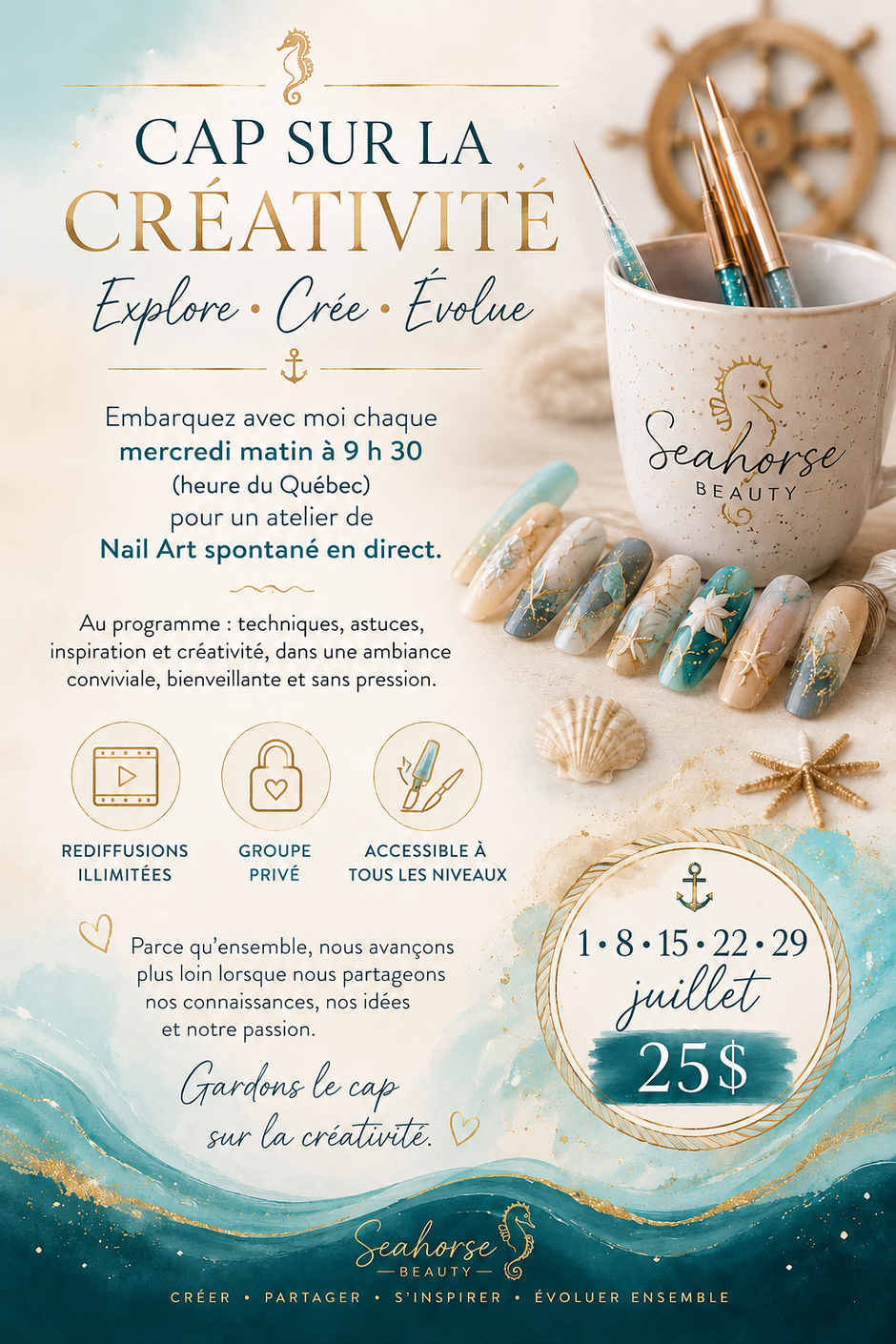 CAP SUR LA CRÉATIVITÉ | Ateliers Hebdomadaires – SeahorseBeauty